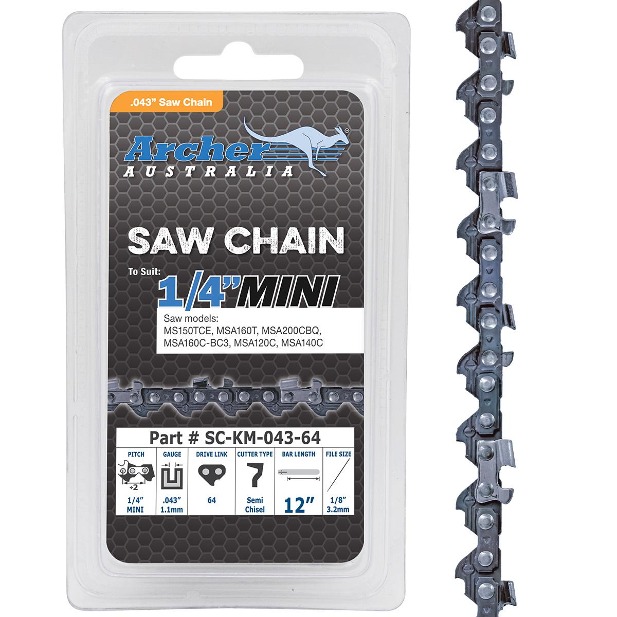 Archer Chain Loop Semi Chisel 1/4" Mini .043 64DL KM-043-64DL – Power ...