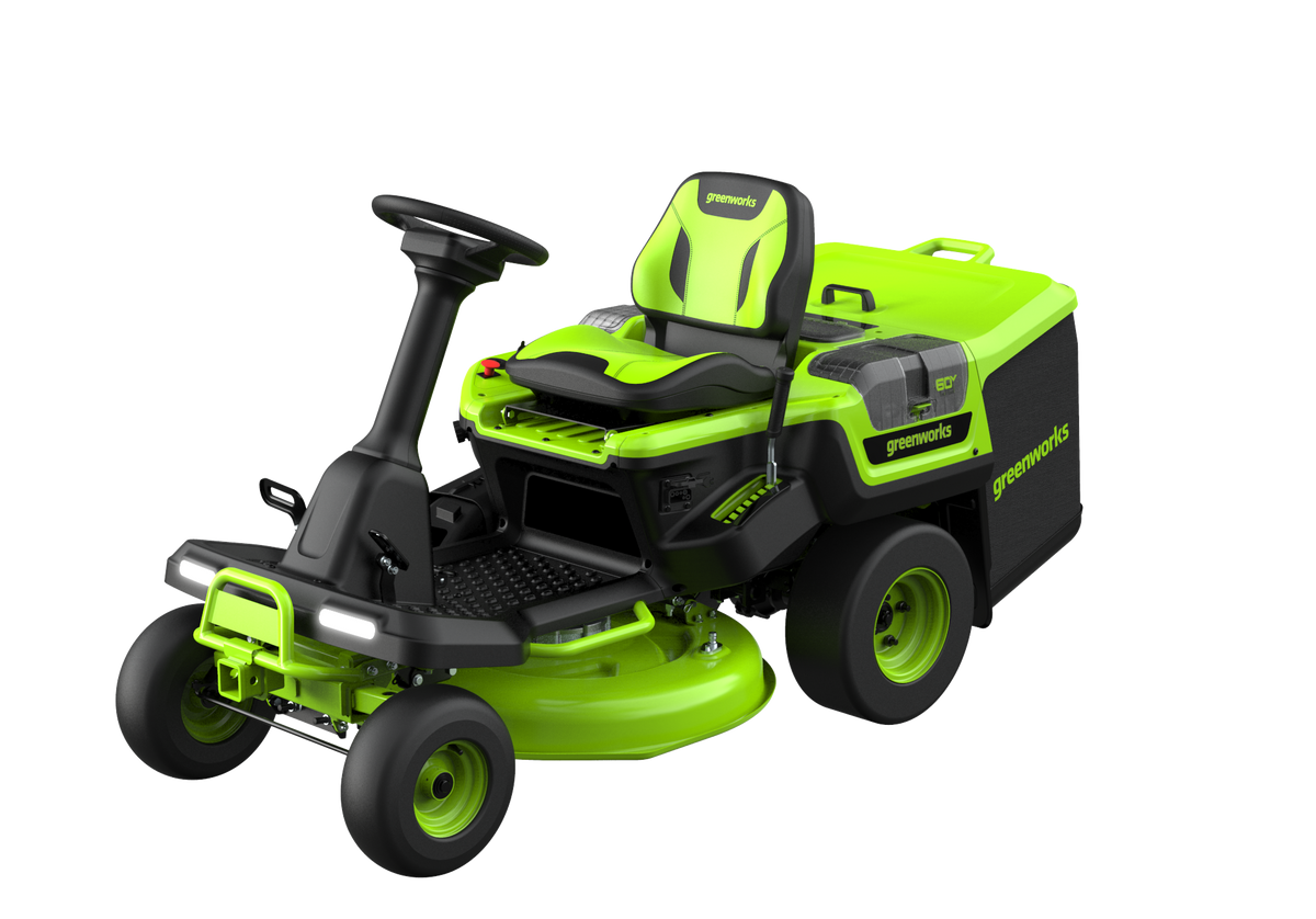 GREENWORKS 60V Lawn Tractor Rear Catcher Electric Riding Mower with 2x ...