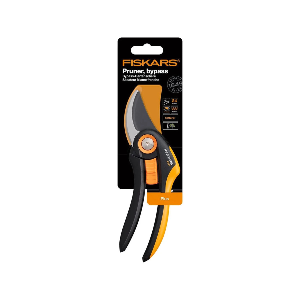 Fiskars Plus P521 Bypass 24mm Lightweight Precision Hand Garden Prunin ...
