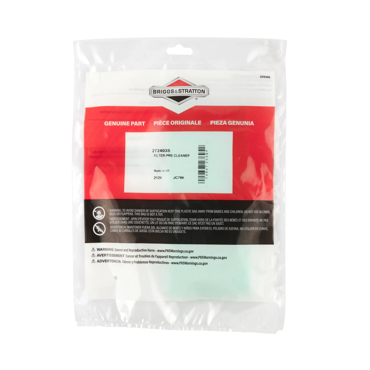 Briggs & Stratton 12-17hp Vertical/Diamond Plus/Intek Filter-A/C Foam ...